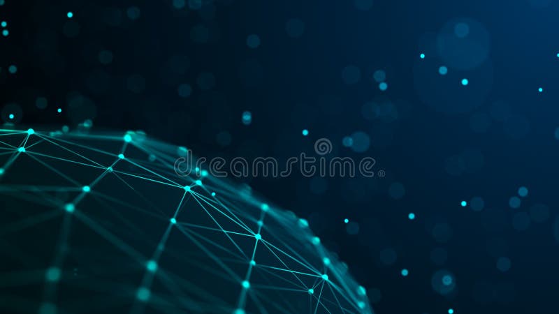 Technology Grid Sphere. Blue Sphere Consisting of Points and Lines ...