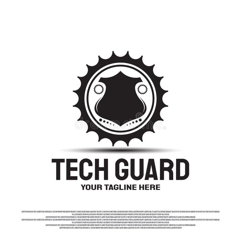 Technology Guard Logo Design with the Concept of Gears and Shields ...