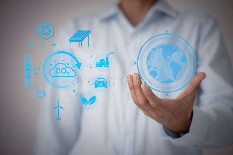 Technology, Hand Holding with Environment Icons Over the Network ...