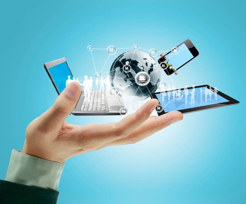 Technology in the hands stock image. Image of future - 38213697