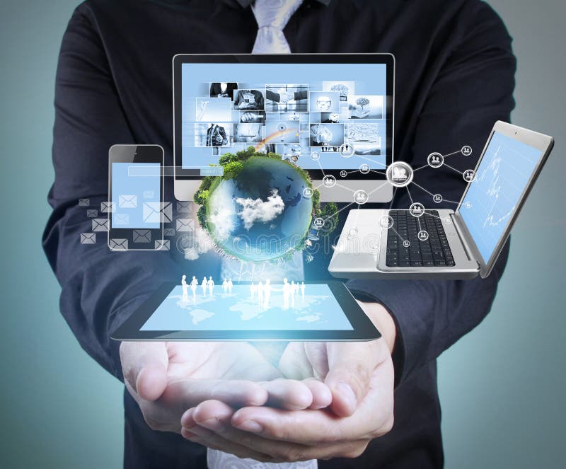 Technology in Hands of Businessmen Stock Image - Image of communication ...