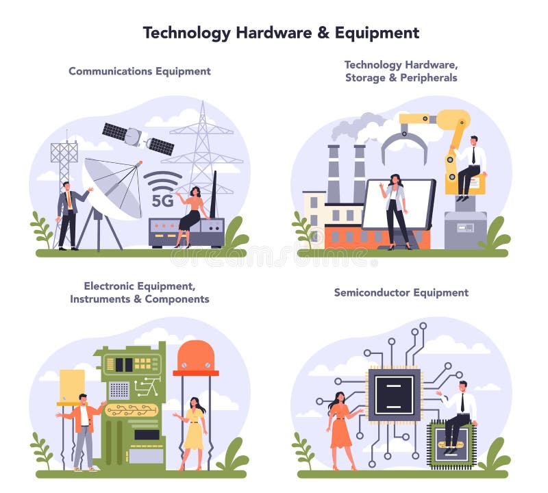 Technology Hardware and Equipment Industry Set. Electrical and ...