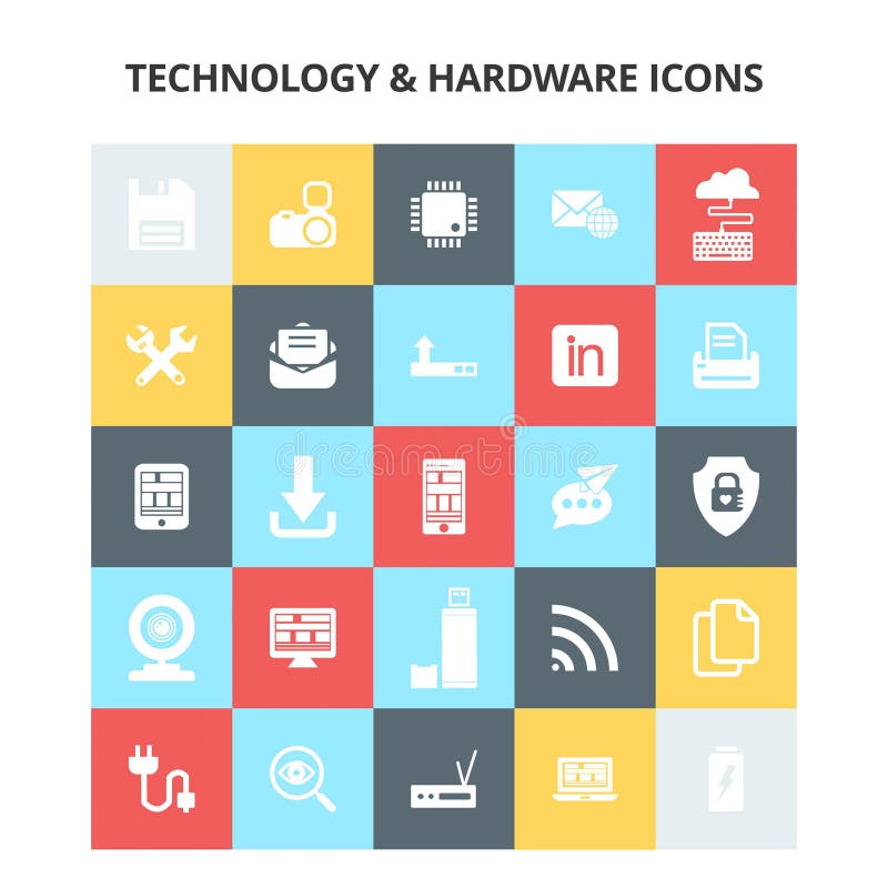 Technology and Hardware Icons Stock Vector - Illustration of display ...