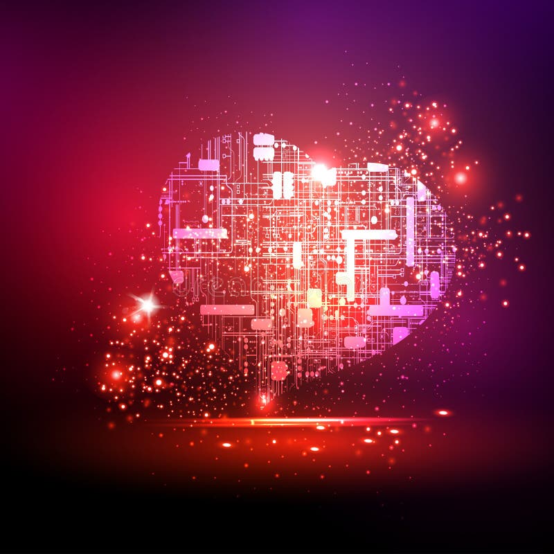 Technology Blue Heart with Cogweels Stock Vector - Illustration of love ...