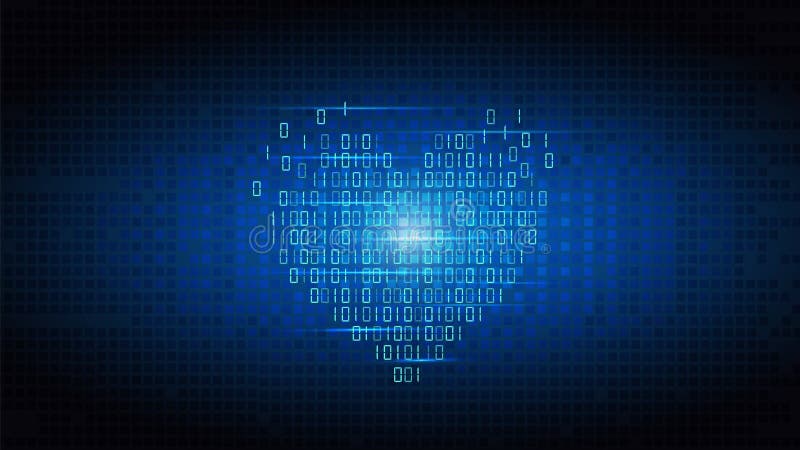 Technology Heart. Love Data Code. Digital Tech Matrix for Valentine Day. One and Zero Symbols ...