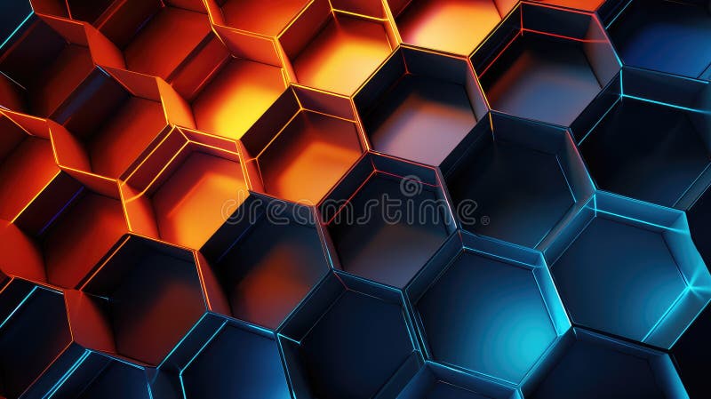 Technology Hexagon Grid Network Stock Illustration - Illustration of ...