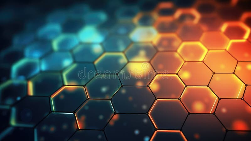 Technology Hexagon Grid Network Stock Illustration - Illustration of technology, geometric ...