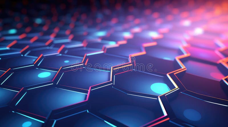 Technology Hexagon Grid Network Stock Illustration - Illustration of ...