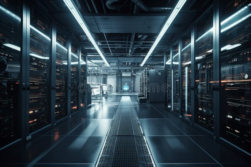 Technology Hub Inside a High-Tech Server Room Ai Generated Art Stock ...