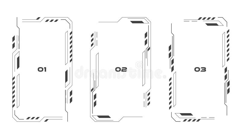 Technology HUD Frames Collection. Modern Futuristic Cover Set. Black ...