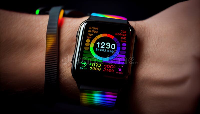 Technology and Human Hand Capture a Smart Watch ,generative AI Stock ...