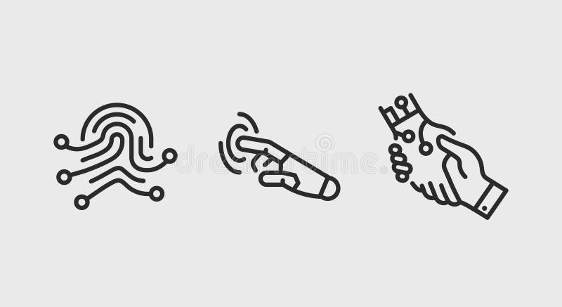 Technology and Human Interaction Icons Stock Vector - Illustration of ...