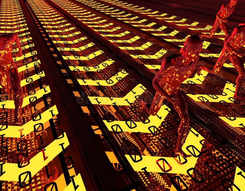 Technology Human Running and Internet Data Transmission, Big Data ...