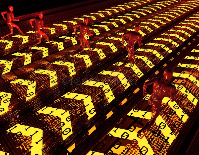 Technology Human Running and Internet Data Transmission, Big Data ...