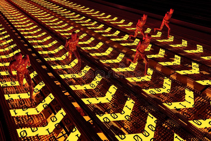 Technology Human Running and Internet Data Transmission, Big Data ...