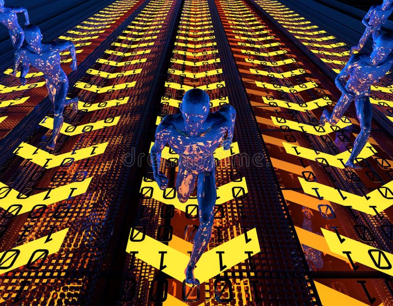 Technology Human Running and Internet Data Transmission, Big Data ...