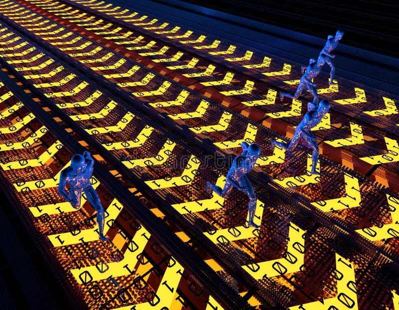 Technology Human Running and Internet Data Transmission, Big Data ...