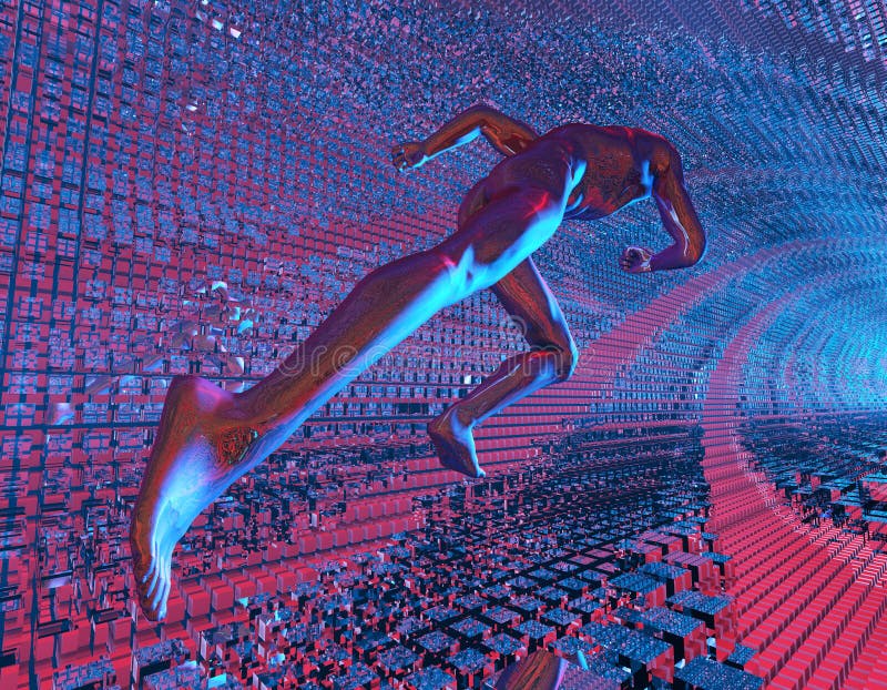 Technology Human Running and Internet Data Transmission, Big Data ...