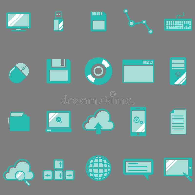 Technology Icon Collection. Vector Illustration Decorative Design Stock ...