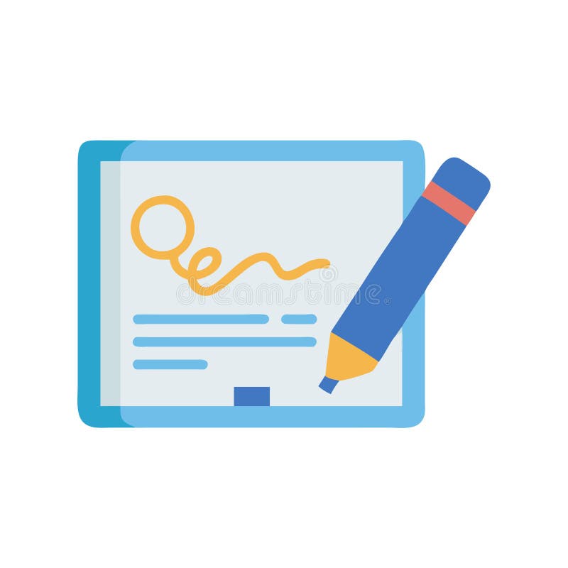 Digital Signature Icon stock vector. Illustration of computing - 351630869