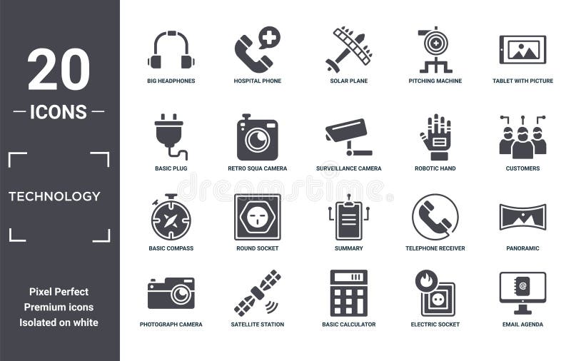 Technology Icon Set. Include Creative Elements As Big Headphones ...