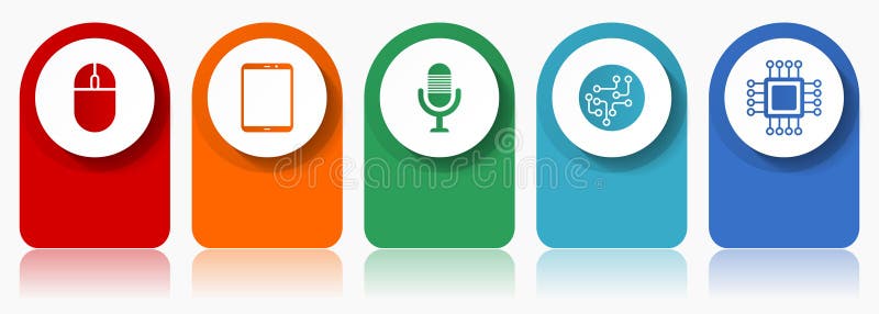 Technology Icon Set, Miscellaneous Vector Icons Such As Computer Mouse ...