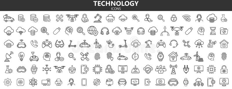 Technology Icon Set. Solid Icon Collection Stock Illustration ...