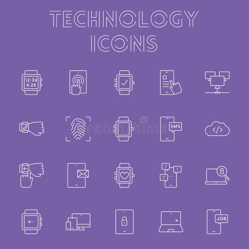 Technology icon set. stock vector. Illustration of modern - 65982667