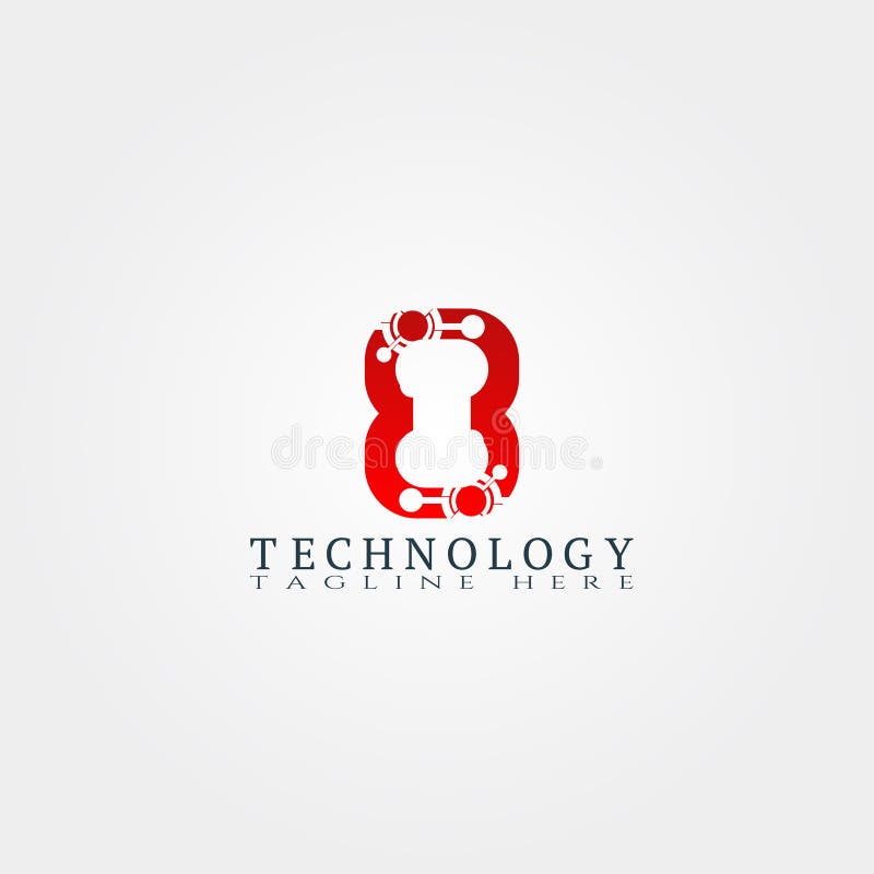 Technology Icon Template with Number Eight, Creative Vector Logo Design ...
