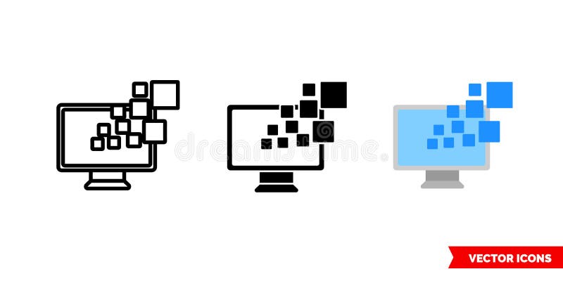 Technology Icon of 3 Types Color, Black and White, Outline. Isolated ...