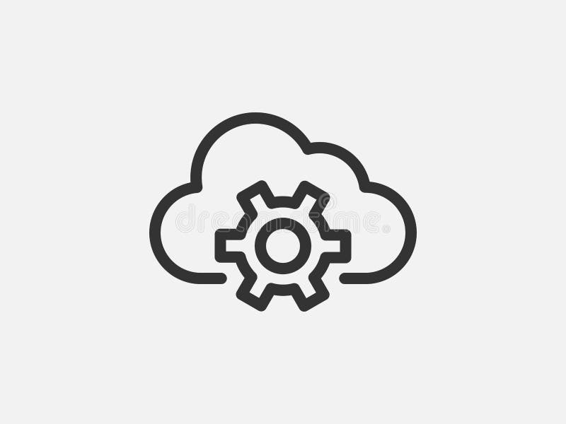 Technology Icon Vector Cloud Computing Connection Big Data Global Server Line Design Symbol