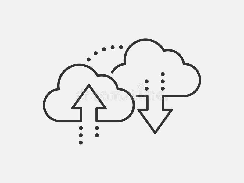 Technology Icon Vector Cloud Computing Connection Big Data Global Server Line Design Symbol