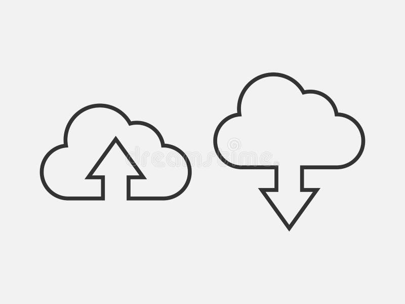 Technology Icon Vector Cloud Computing Connection. Big Data Global Server. Line Design Symbol ...
