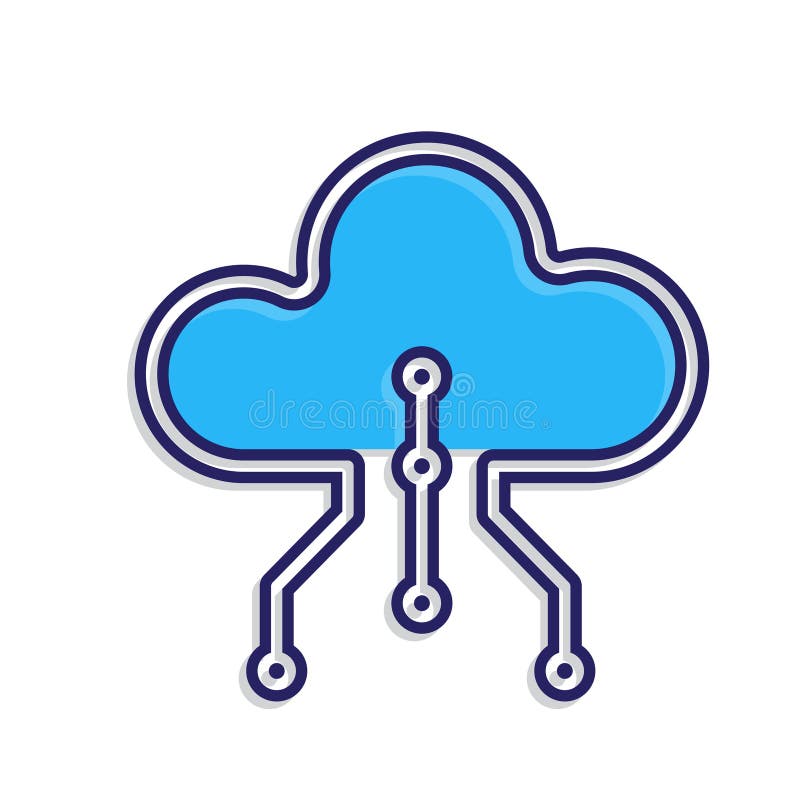 Technology Icons. Cloud Computing. Cloud and Node. Depicts Automation, Future, Artificial ...