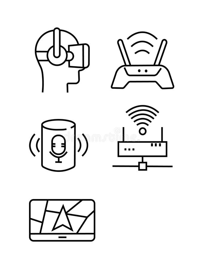 Technology Icons Depicting Virtual Reality, Smart Devices, and ...