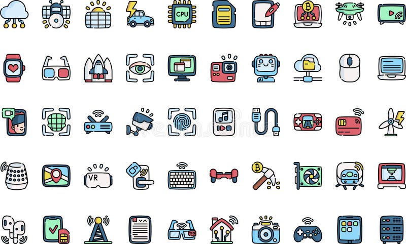 Technology Icons High-Quality Vector Icons Collection with Editable ...