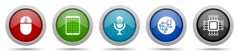 Technology Icons, Miscellaneous Buttons Such As Computer Mouse, Tablet ...