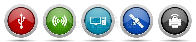 Technology Icons, Miscellaneous Buttons Such As Usb, Wifi, Computer ...