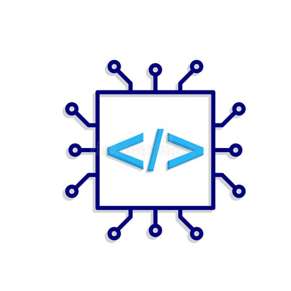 Technology Icons. Natural Language Processing. Chips with Programming Codes. Depicts Automation ...