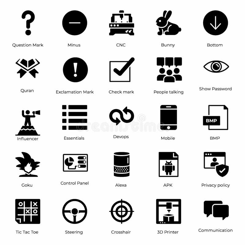 Technology Icons Pack stock illustration. Illustration of character ...