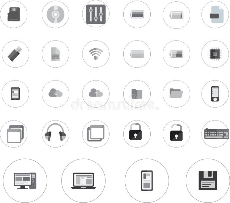 IT Technology Black Icons Set Stock Illustration - Illustration of info ...