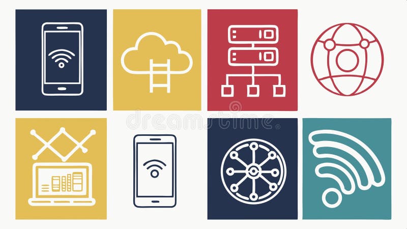 Technology Icons Set, Digital and Connection Symbols Vector Design ...