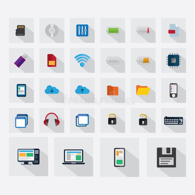 Technology Icons Set for Web App Stock Vector - Illustration of ...
