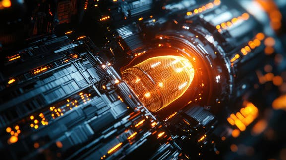 Technology Illuminating Machine Core Stock Illustration - Illustration of intelligence ...