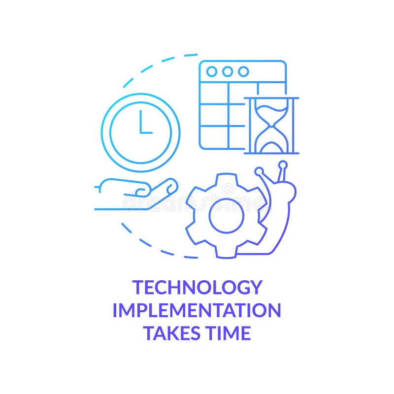 Technology Implementation Takes Time Blue Gradient Concept Icon Stock ...