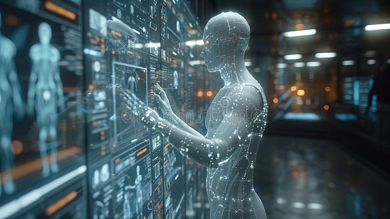 Technology Improvement Concept with 3d Rendering Robot Move Forward ...