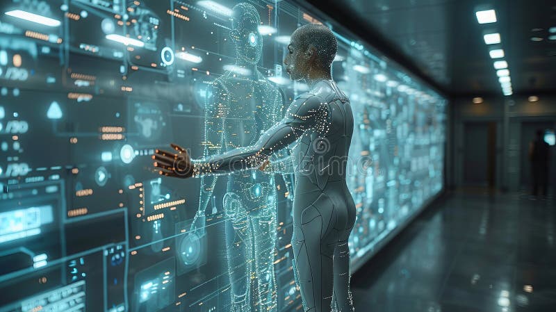 Technology Improvement Concept with 3d Rendering Robot Move Forward ...