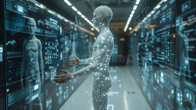 Technology Improvement Concept with 3d Rendering Robot Move Forward ...