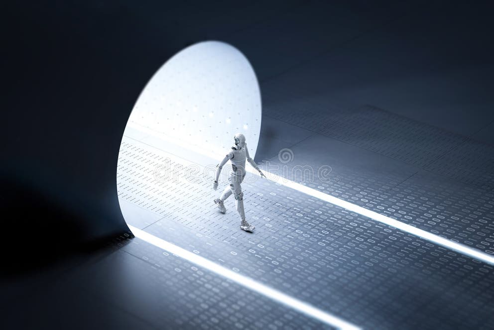 Technology Improvement Concept with Robot Move Forward Stock ...