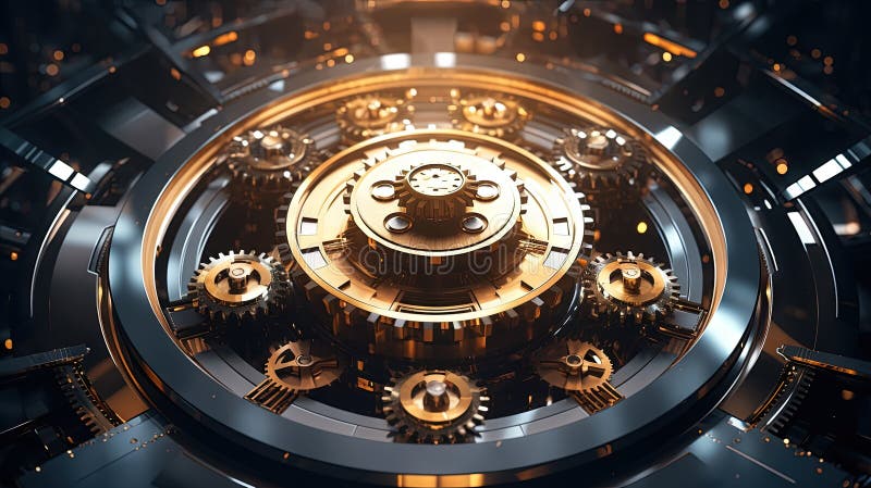 Technology or Industrial Background with Abstract Metallic Gears in ...